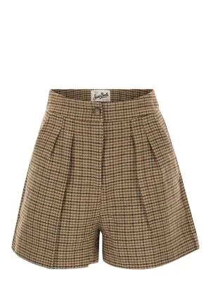 MC2 SAINT BARTH Aya Houndstooth Patterned Shorts - Beige