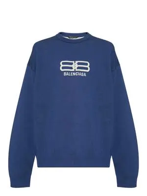 Balenciaga Crew Neck Knit Sweater - Blue
