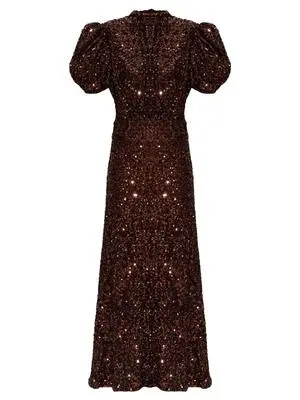 Remain Birger Christensen Sequin Maxi Dress - Brown