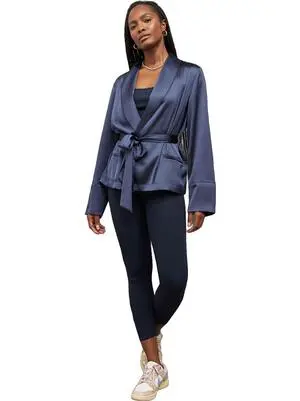 Carbon38 Satin Smoking Jacket Evening Blue