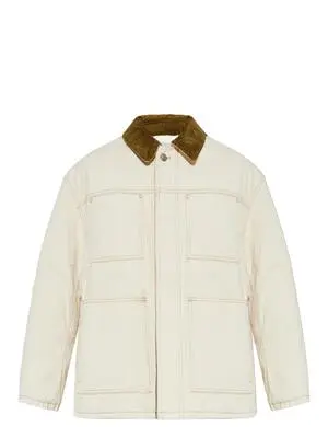 Ami Insulated Jacket With Corduroy Collar - Cream