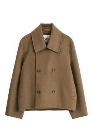 Cos Double-faced Wool Short Pea Coat - Brown