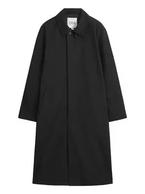 Cos Cotton Blend Long Trench Coat - Black