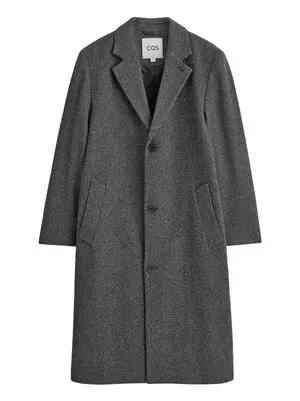 Cos Single-breasted Wool Long Coat - Gray