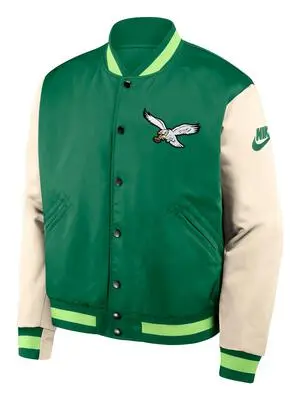 Nike Philadelphia Eagles Rewind Legacy Nfl Full-snap Bomber Jacket - Green