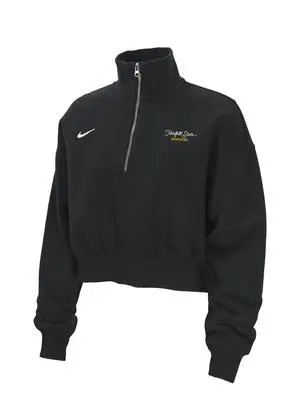 Nike College Phoenix Fleece Cropped 1/4-zip Pullover - Black