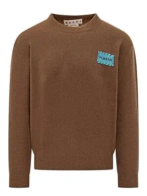 Marni Sweater With Logo Patch - Brown