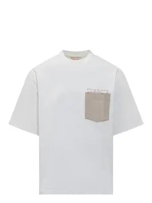 Marni T-shirt With Contrast Pocket White