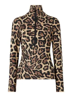Goldbergh Leona Leopard-print Half-zip Top - Animal Print
