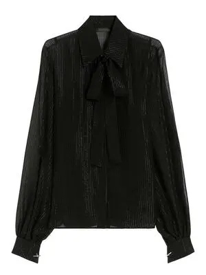 Max Mara Scafati Silk Shirt With Lurex Profiles - Black