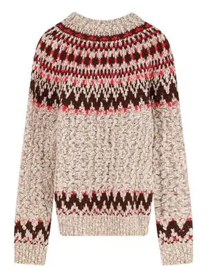 Moncler Jacquard Wool Blend Sweater - Beige