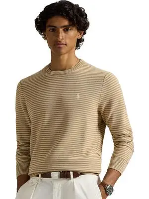 Ralph Lauren Mesh-knit Striped Cotton Sweater - Camel Combo
