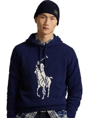 Ralph Lauren Big Pony Wool-blend Hooded Sweater - Navy Combo