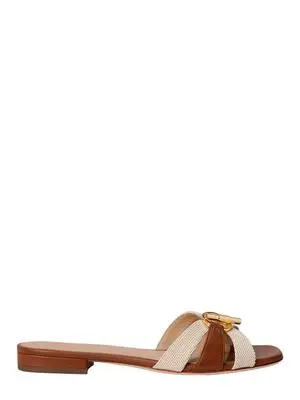 Ralph Lauren Blaike Cross-dyed Canvas Slide Sandal - Natural/buff/lauren Tan