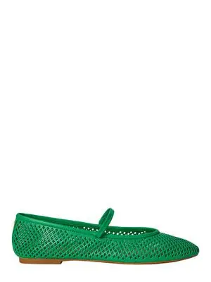 Ralph Lauren Jayna Perforated Leather Mary Jane Flat - Green Topaz