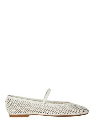 Ralph Lauren Jayna Perforated Leather Mary Jane Flat - Soft White