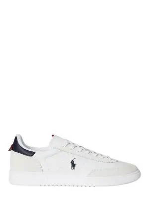 Ralph Lauren Bedford Leather-suede Sneaker - White/navy/red