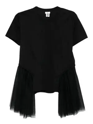 Noir Kei Ninomiya Tulle-sleeved T-shirt - Black