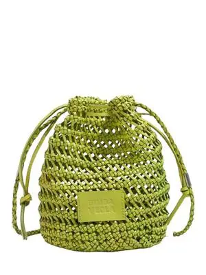 Bimba Y Lola Plaited-leather Mini Bucket Bag - Green