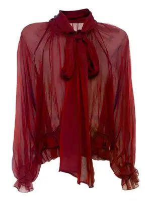 SAIID KOBEISY Blouse With Bow Detail - Red