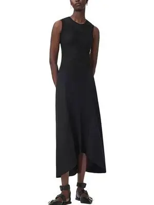 ALLSAINTS Gia Asymmetric Midi Dress - Black