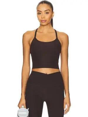 Beyond Yoga Spacedye Slim Racerback Cropped Tank Top - Dark Chocolate Heather