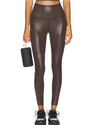 Beyond Yoga Power Shine High Waisted Midi Legging In Brown - Espresso Viper
