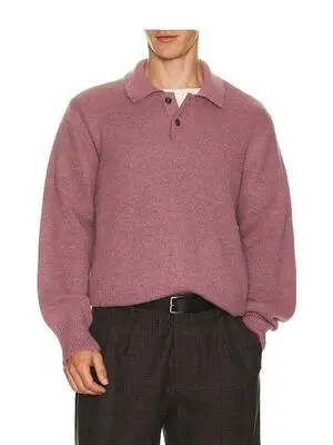 CORRIDOR Brushed Alpaca Polo In Mauve - Plum