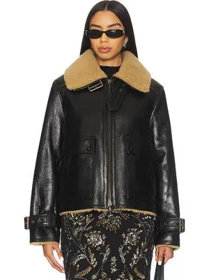 Tove Danika Shearling Jacket Shiny Black