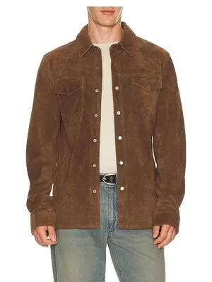 ALLSAINTS Sully Suede Shirt Jacket - Baker Brown