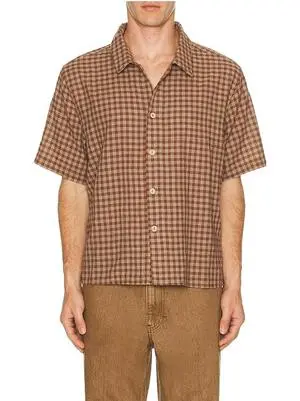 RHYTHM Cross Check Crop Shirt - Brown
