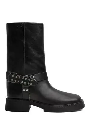 MIISTA Maitea Studded Biker Boots - Black