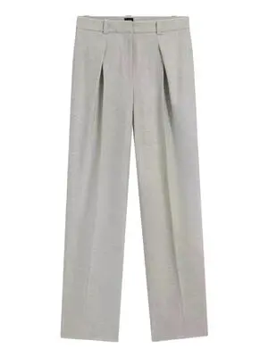 BOSS Pleated Front Straight Leg Trousers - Grey