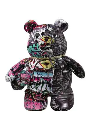 SPRAYGROUND Graffiti-print Bear-shape Backpack - Black