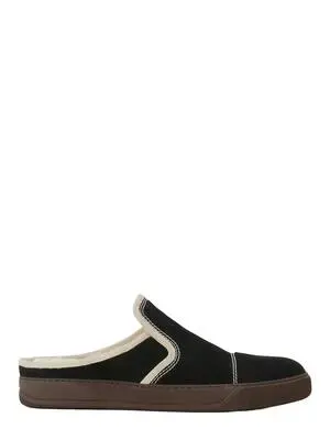 LANVIN Suede Leather Slip-on Sneakers - Black