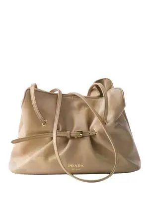 Prada Small Dada Leather Tote - Neutrals