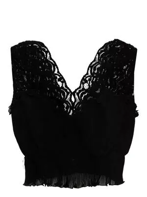 SAIID KOBEISY Pleated Lace Top