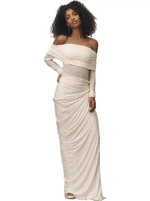 DEME BY GABRIELLA Bella Long-sleeve Off-shoulder Maxi Dress - Ivory