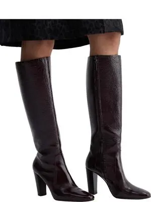 Veronica De Piante Anouk High Boots In Patent Leather - Burgundy Patent