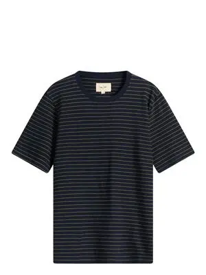 Folk Textured Stripe T-shirt - Navy/olive