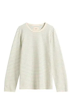 Folk Textured Stripe Long Sleeve T-shirt - Ecru/misty Green