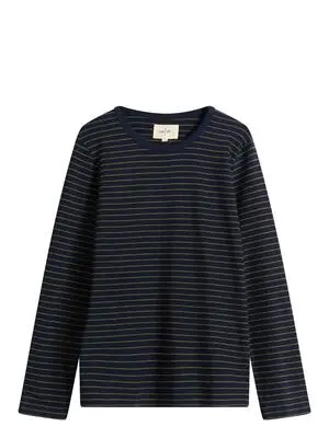 Folk Textured Stripe Long Sleeve T-shirt - Navy/olive