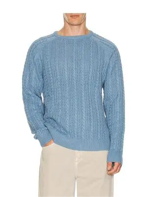 RHYTHM Doheny Pointelle Crew Knit Sweater - Blue