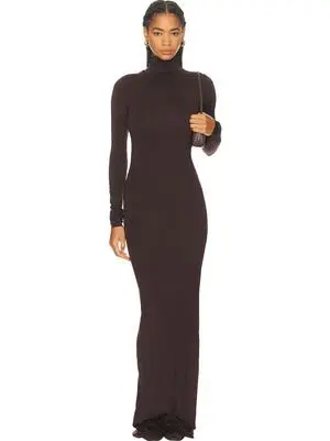 Eterne Long Sleeve Turtleneck Maxi Dress - Espresso