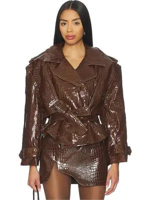 MOTHER OF ALL Brooklyn Trench Leather Coat - Brown
