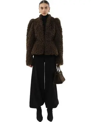 Arakii Teddy Faux Fur Blazer - Dark Brown
