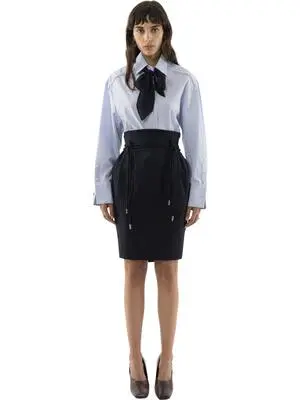 Arakii Suit Pencil Skirt - Navy Stripe