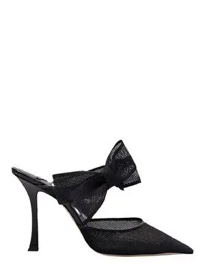 JIMMY CHOO 100mm Brook Bow-detail Mules - Black