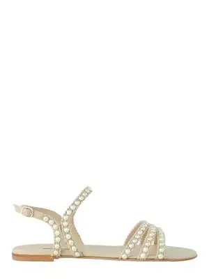 Casadei Stud-embellished Flat Sandals - Neutrals