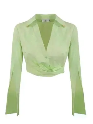 Elisabetta Franchi Split-sleeve Top - Green